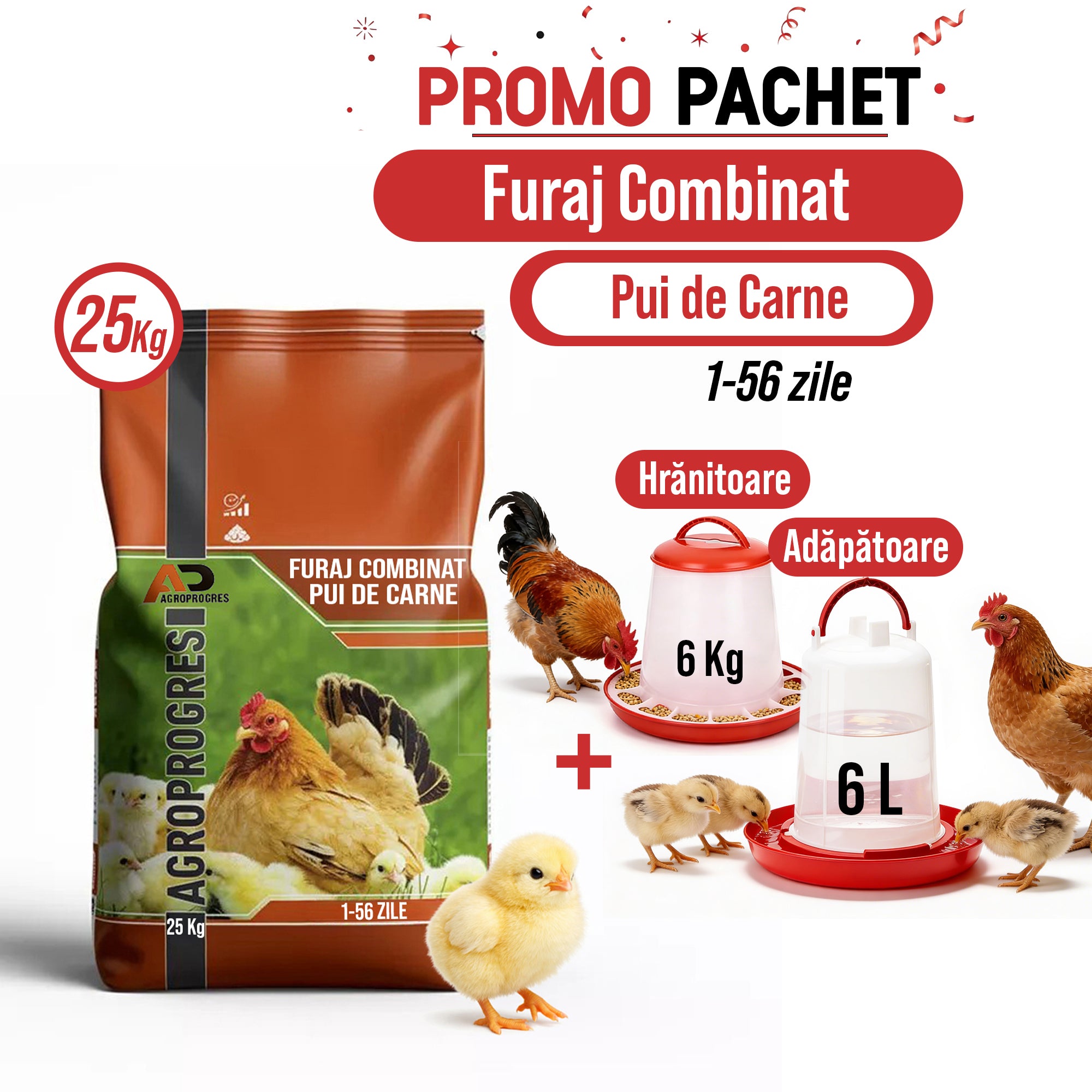 Pachet Promo: Furaj combinat pentru pui de carne (1-56 zile) - 25 Kg ...