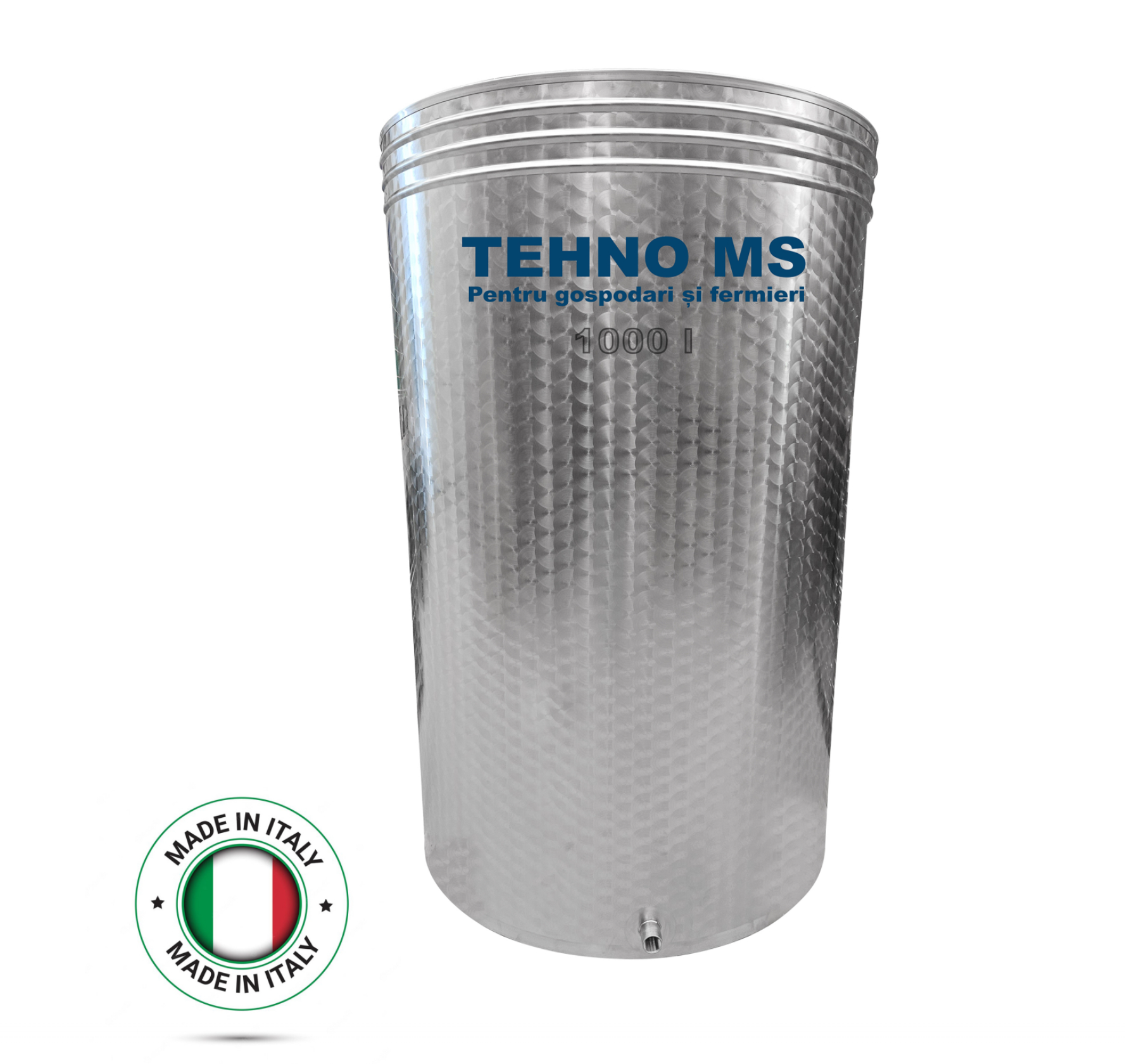 Butoi INOX ITALIA cu capac flotant busonat si canea 1000L – TEHNO MSS SRL