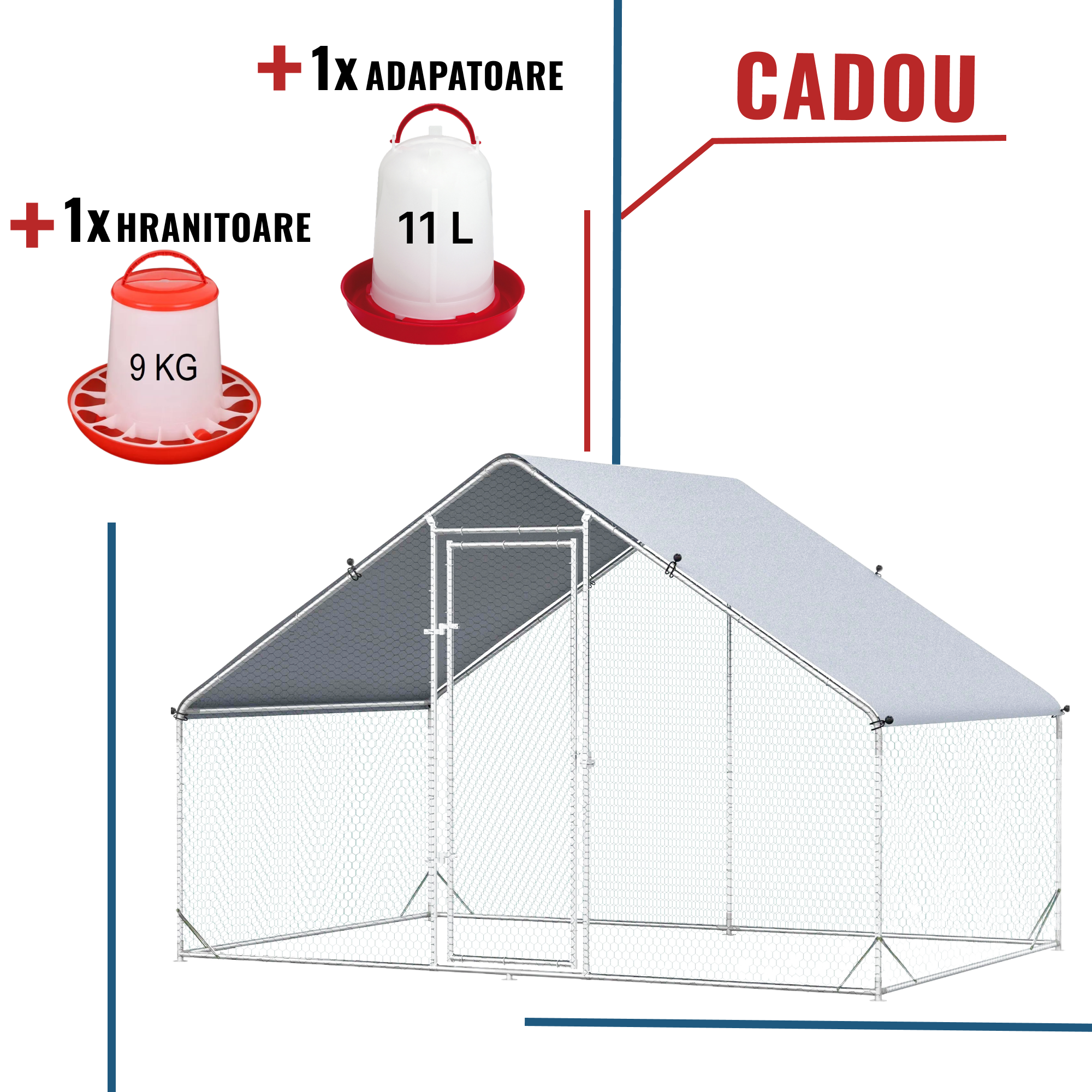 Pachet Promo: Tarc Gaini 3x4x2m-Cadou 1x Adapatoare + 1x Hranitoare ...