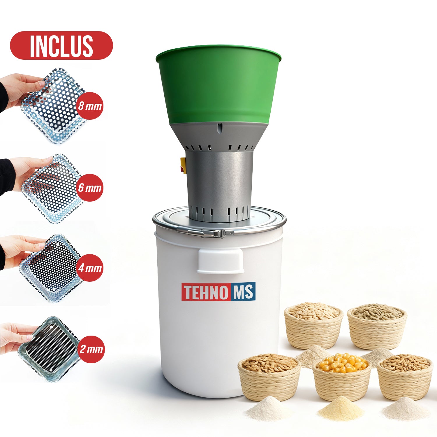 Moara de cereale HOLZ MILL-25L ECO (galeata din plastic) – Tehno MS ...