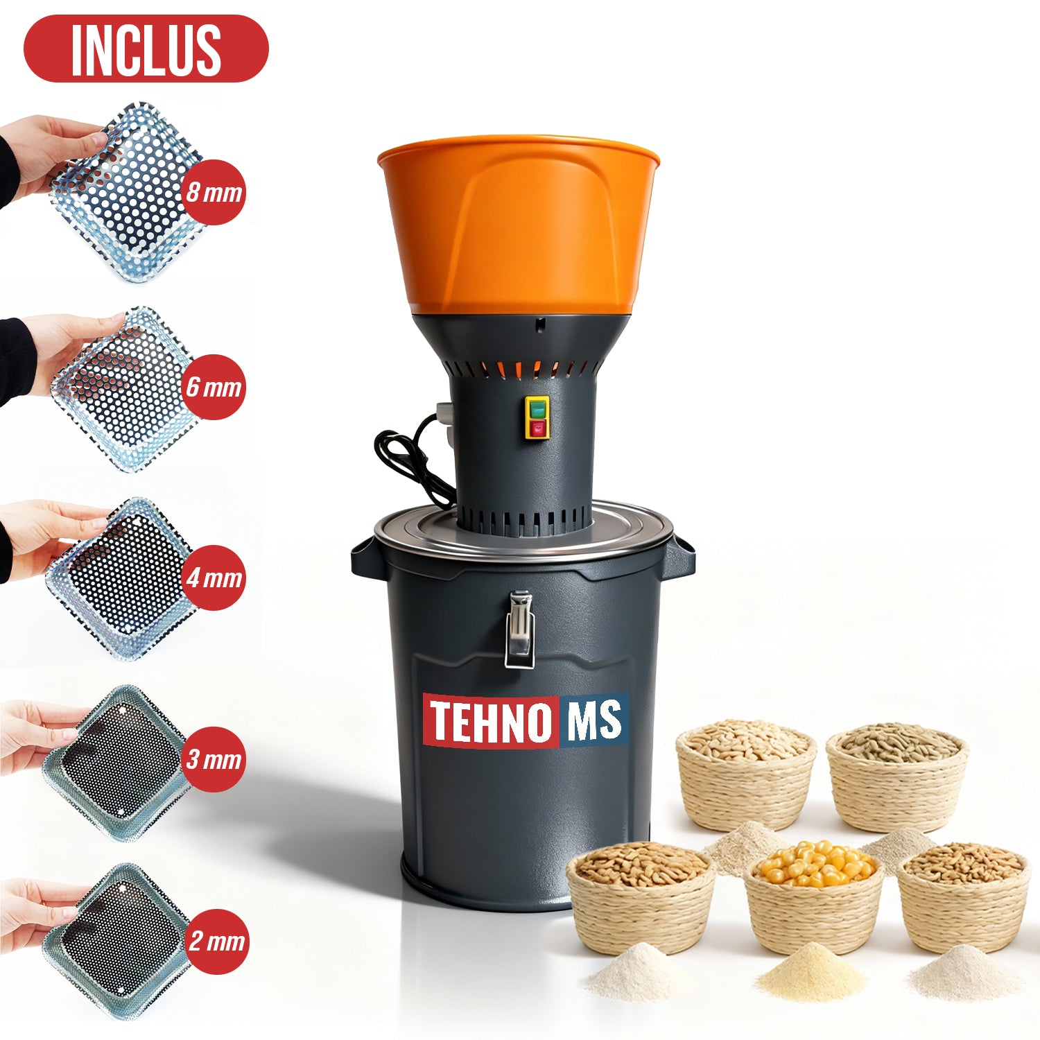 MOARA DE CEREALE HOLZ MILL 50L GRI - Tehno ms – Tehno MS - Romania