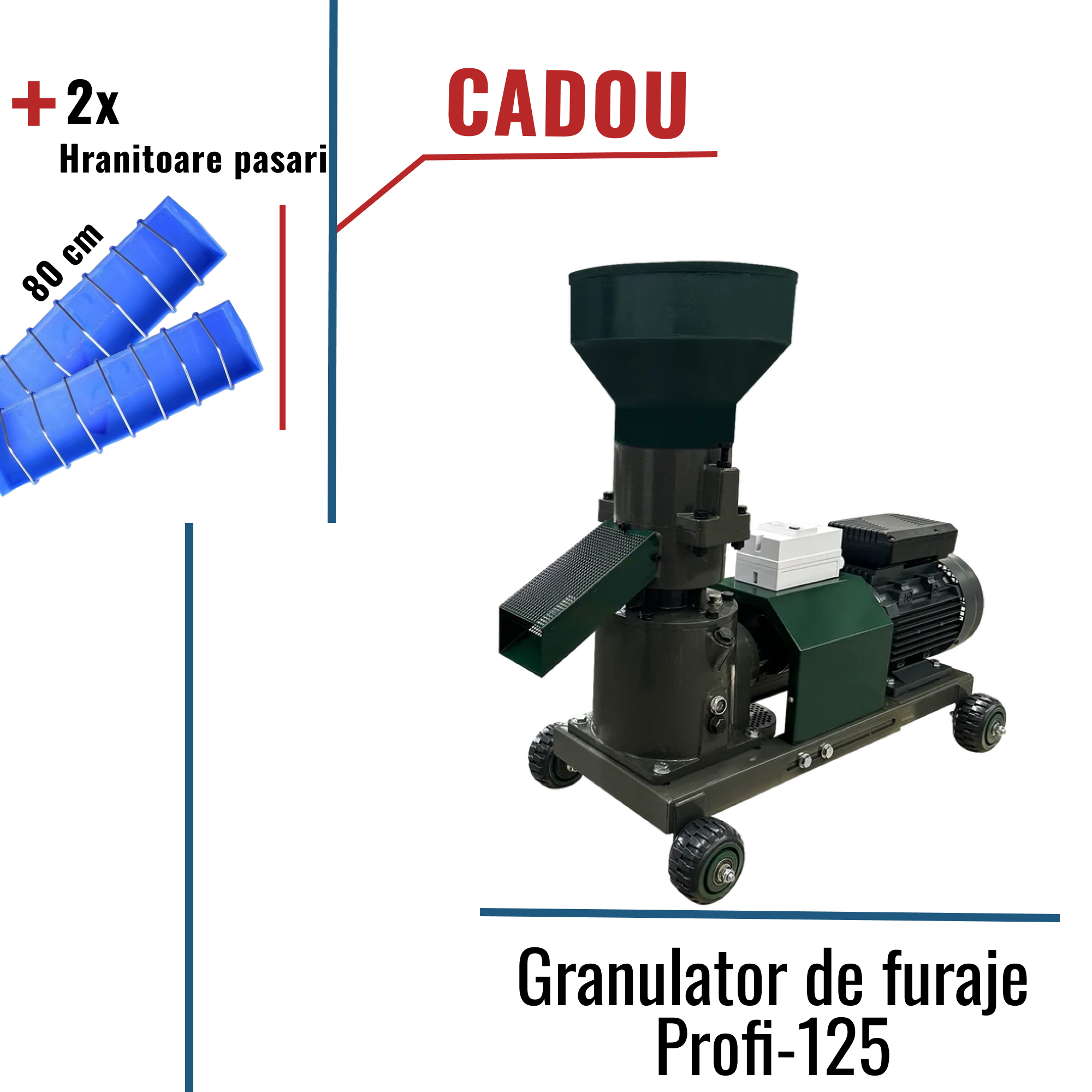 Pachet Promo: Granulator de furaje Profi-125 cu 1 matrita +CADOU: 2x H ...